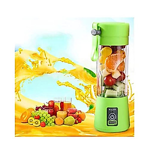 USB Portable Blender Juicer Cup, 3CPRECIOUS Fruit Juice mixer, Mini Portable Rechargeable Battery/Juicing Blender Mixer, 380ml (Green)