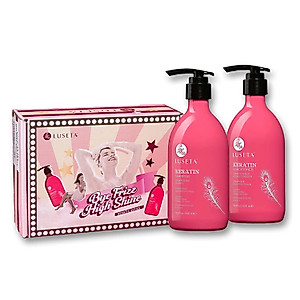 Luseta Keratin Shampoo and Conditioner Set Moisturizing Treatment for Dry Hair Smooth & Repair Damaged Hair for Women Sulfate Free 16.9 oz