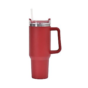 Buckshee 40 oz Tumbler With Handle and Straw Lid, Double Walled Vacuum Sealed Stainless Steel Insulated Travel mug, Travel Thermos for Hot and Cold(Red)