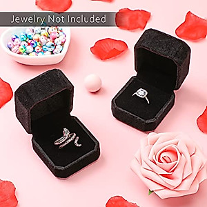 Thinkday 48 Pcs 2.13 x 2.01 x 1.54 Inch Velvet Ring Box Display Jewelry Case Storage Ring Case for Wedding Ceremony Engagement Birthday Gifts Proposal Anniversary (Black)