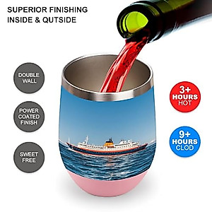 304 Stainless Steel Insulated Cup with Lid, Ocean Ship Print Durable, And Easy to Clean – Ideal for Home, Office, And Gift Giving