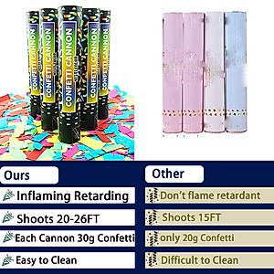 12 Inch Confetti Cannon Multicolor Confetti Popper Party Shooter for Wedding Birthday Graduation Celebration, 5 Pack Biodegradable Confetti Shooter Launches 20-26 ft