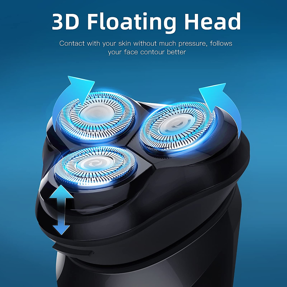 Men's Electric Shaver - LOBINH 3D Rechargeable Waterproof IPX7 Wet & Dry Shaving Electric Razor for Men with Pop-up Sideburn Trimmer