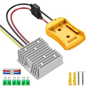 20V to 12V Step Down Converter for DeWalt 20V Power Wheels Battery Adapter, DC 12V 20A 240W Buck Converter Regulator with 30A Fuse & Wire Terminal