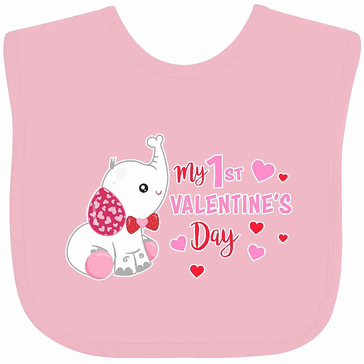 inktastic My 1st Valentine's Day with Elephant Baby Bib Pink 2e567
