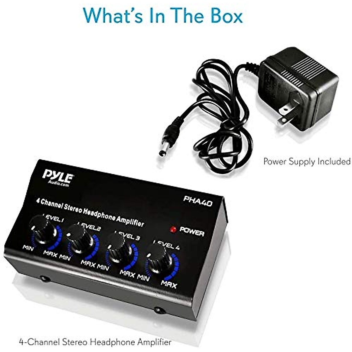 PYLE-PRO 4-Channel Portable Stereo Headphone Amplifier-Professional Multi-Channel Mini Earphone Splitter Amp w/4 ¼” Balanced TRS Headphones Output Jack and 1/4' TRS Audio Input For Sound Mixer-PHA40.