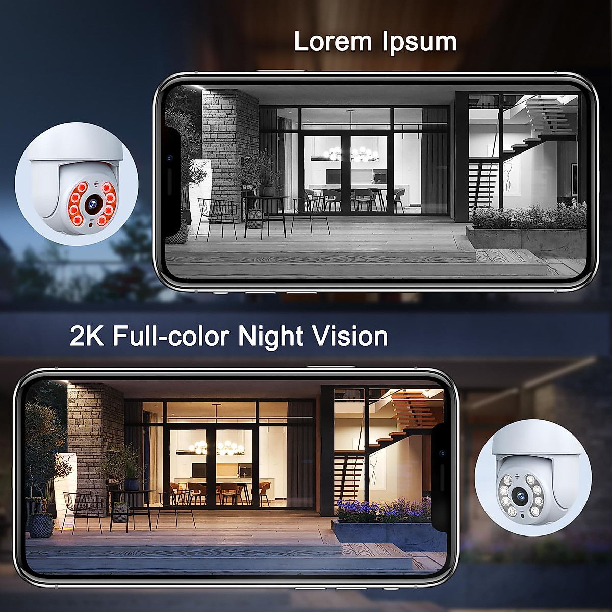 4MP Light Bulb Security Camera, 360° 2K Security Cameras Wireless 2.4GHz Outdoor/Indoor with Color Night Vision, Motion Detection, Audible Alarm, Auto Motion Tracking, SD&Cloud Storage with Alexa