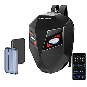 Crelander LED Laptop Backpack Knight Motocycle Storage Bag Dynamic Daypack with 5000mah Wireless Power Bank