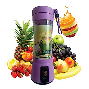 Mueller Austria 380ml USB Rechargeable Battery Blender for Shakes and Smoothies, with 22000 RPM Motor, 3 Stainless Steel Blades, BPA-Free, Pink