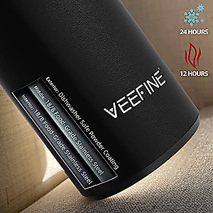 VeeFine Insulated Water Bottle Dishwasher Safe Metal Water Bottle BPA-Free Stainless Steel Water Bottles 20/32/40oz Reusable Thermos for Hiking Camping and School