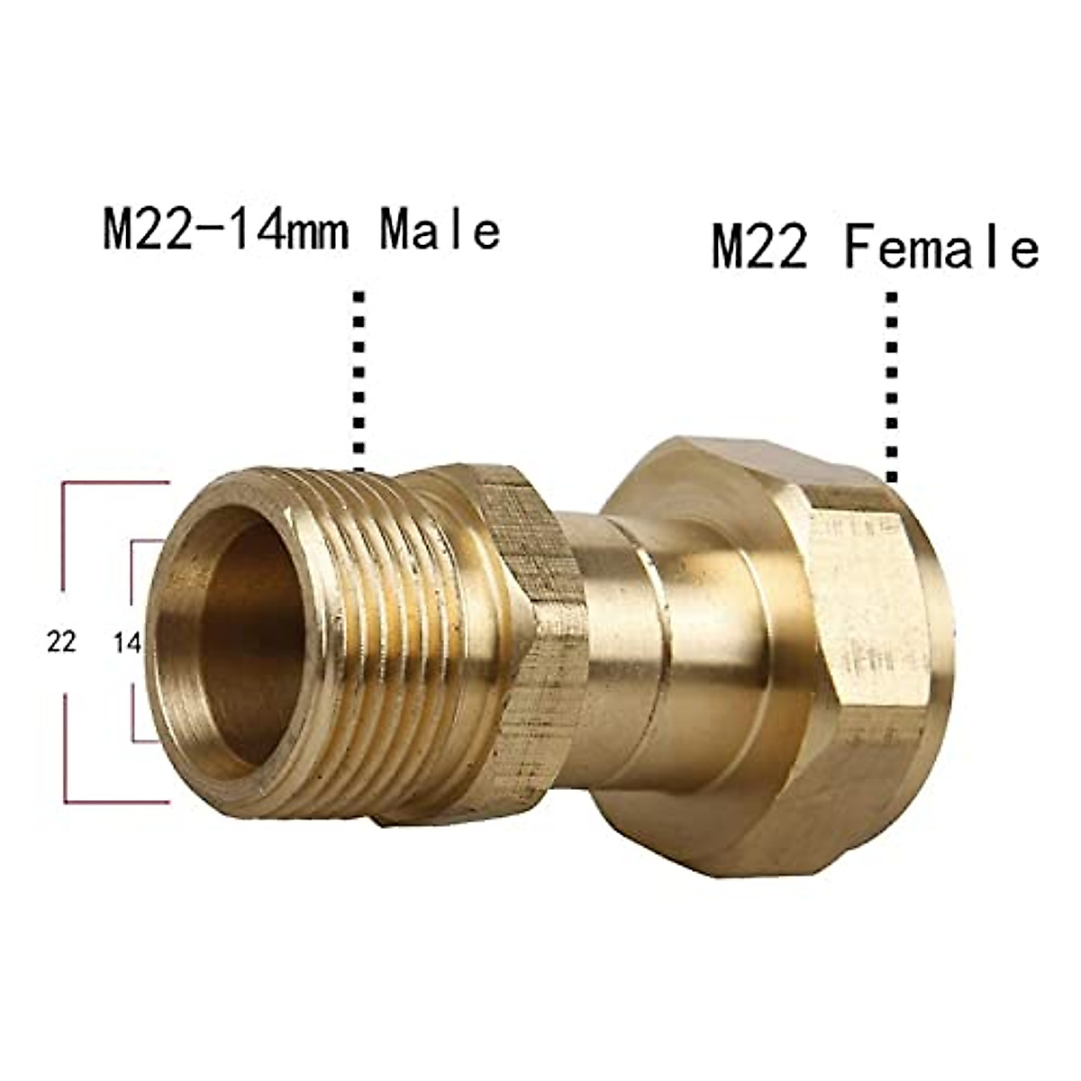 Leefasy M22 Adapter Thread Connector Cleaning Assembly M22 Female Anti-Winding Thickened Fittings Pressure Washer Joint for Garden Corner Floor