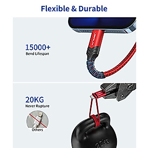 JSAUX USB C to Lightning Cable [2 Pack 6FT], [Apple MFi Certified] iPhone 13 Charger Cable Compatible with iPhone 14/13 Pro/13 Pro Max/12 Pro/11 Pro Max/X/XS/XR/8, iPad 9th 2021, AirPods Pro-Red