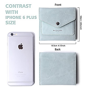 Borgasets Women's RFID Blocking Small Compact Bifold Leather Pocket Wallet Ladies Mini Purse (Ice Blue)