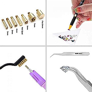 Hotfix Applicator,DIY Hot Fix Rhinestone Setter Applicator Wand Tool Kit Set with 7 Different Sizes Tips,Support Stand (Pink)