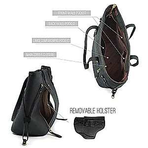 Montana West Genuine Leather Purses For Women Large Purse and Handbags Tote bag with Holster MWL-G002BK