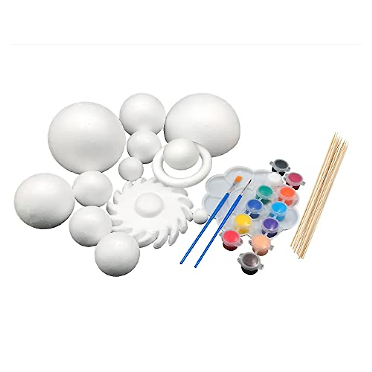40 Pack Solar System Model Kit Includes Color Pigments, Paint Tray Palette, Brushes,Foam Balls| for Kids Planet School Science Project