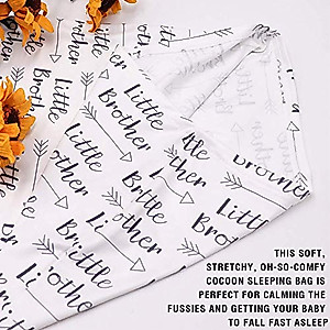 Newborn Swaddle Blanket with Beanie Set,Soft Stretchy Cocoon Sack for 0-3 Months Baby Boys and Girls, Brother