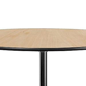 Flash Furniture Lars 36'' Round Wood Cocktail Table with 30'' and 42'' Columns, Natural
