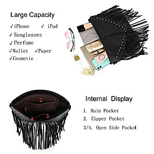 Western Fringe Purse Crossbody Bag for Women, Vintage Leather Fringe Crossbody Purse, Boho Shoulder Purse with Fringe