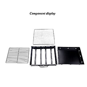 HUANMING Barbecue Outdoor Folding Campfire Grill, Camping Fire Pit, Stainless Steel Small Barbecue Stove Charcoal BBQ Grill Patio Camping Picnic Burner Portable barbecues (Color : Black)