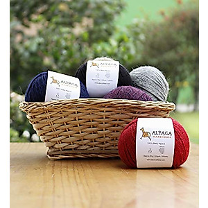 100% Baby Alpaca Yarn Wool Set of 3 Skeins DK Weight - Made in Peru - Heavenly Soft and Perfect for Knitting and Crocheting (Charcoal Gray, DK)