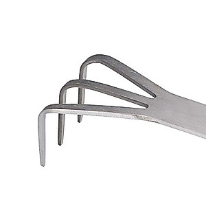 Gardening Rake, 2 in 1 Stainless Steel 3-Prong Loosen Soil Bonsai Tree Gardening Tool Root Rake and Spatula Patio Lawn Garden