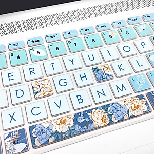 WSLUCKO Keyboard Cover for HP Envy x360 15.6''Series/HP Pavilion 15/ HP Pavilion x360 15.6” Series/HP Envy 17 17.3" Series/HP Laptop 15t 17t 17-ca0011nr 17-by0040nr, Peony