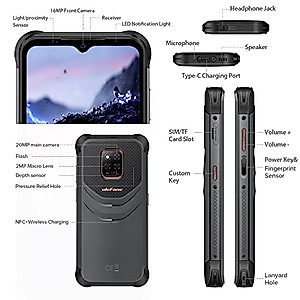 Ulefone Power Armor 14 Pro Rugged Cell Phone 10000mAh Battery, Octa-core Unlocked Phones, 6GB+128GB(Extend 1TB), 6.52” Display, Headset-Free FM Radio, 15W Wireless Charging 4G Android Smartphone