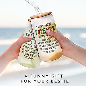 Gifts for Friends Female - Friendship Gifts for Women Friends - Best Friend Birthday Gifts for Women - Inspirational Friend Gifts for Women, Bestie Gifts for Women, BFF Gifts - 16 Oz Friend Can Glass
