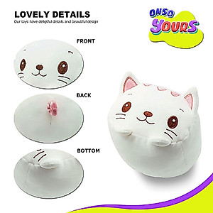 Onsoyours Plush Toys Set, 2Pcs Stuffed Animals with Black Cat and White Cat, Creative Decoration Cuddly Plush Pillows 8.5" for Kids Girls Boys (Green)