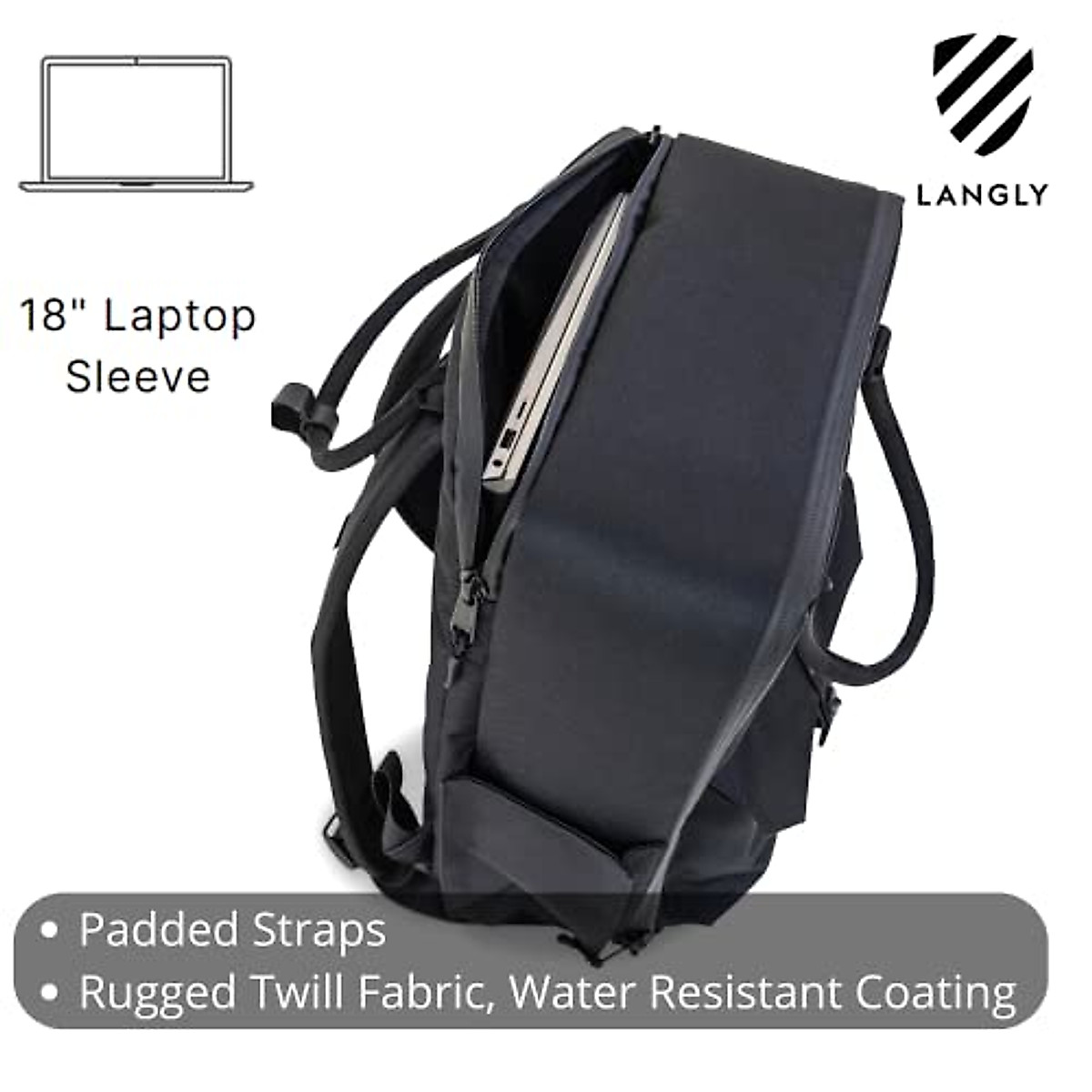 Langly Sierra Camera Backpack: A Modern & Travel-friendly Photography Backpack Compatible With Both 18in Laptop & any Camera Type 24L (Black)