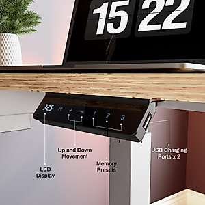 EUREKA ERGONOMIC Standing Desk Adjustable Height 61" Electric Sit Stand Computer Desk L Shaped with Keyboard Tray,Monitor Stand &LED, Dual Motor Memory Presets Sit to Desk Adjustable Desk, Left/Maple