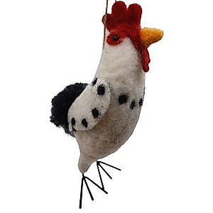 OnHoliday Felt Tall White and Black Chicken Hanging Christmas Tree Ornament