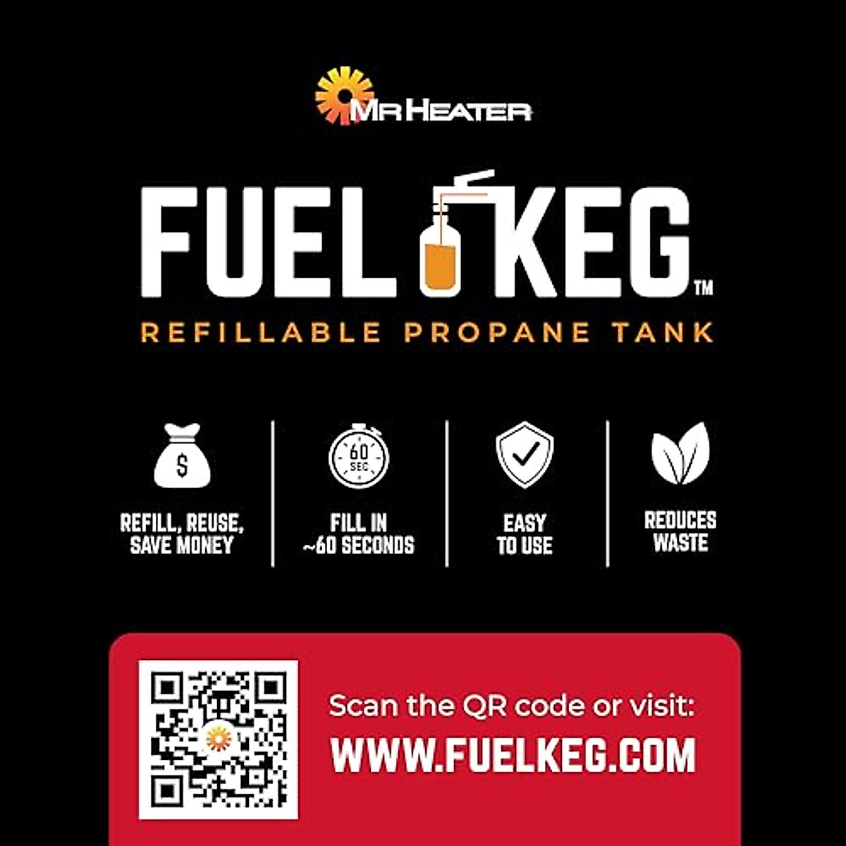 Mr. Heater F232000 MH9BX Buddy 4,000-9,000-BTU Indoor-Safe Portable Propane Radiant Heater, Red-Black