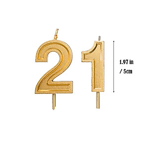 Bailym 21st & 12 Birthday Candles,Gold Number 21 Cake Topper for Birthday Decorations Party Decoration