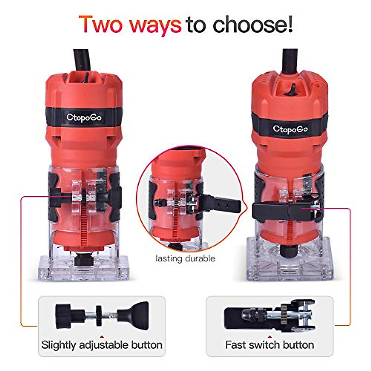 Compact Router Tool, 800W Wood Palm Router Tool for Woodworking, Hand Wood Trimmer Wood Router with 12PCS 1/4" Router Bits