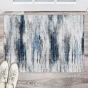 UMBFUN 2x3 Washable Rug Non-Slip, Modern Abstract Navy Rug Indoor Door Mat Throw Carpet As Home Decor for Bedroom Kitchen Bathroom Entryway