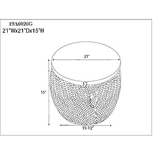 Powell Hammered Gold Drum with Natural Wood Lift Top for Storage Janice Table