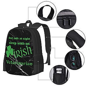 RUNAUP-Veterinarian-St-Patricks-Day-Backpack, Lightweight Backpack Classical Casual Daypack For Women Men