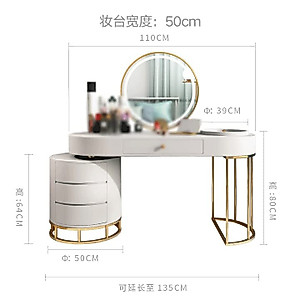 N/A Multi-Drawer Dressing Table LED Light Vanity Table and Chair Set Combination Dressing Table