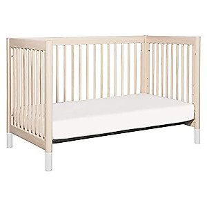 Babyletto Gelato 4-in-1 Convertible Crib with Toddler Bed Conversion in Washed Natural and White, Greenguard Gold Certified