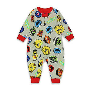 Sesame Street Elmo Cookie Monster Infant Toddler Footless Sleeper Pajamas (2T, Gray)