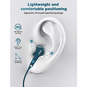 ACAGET 3.5mm Jack Headphones for iPhone 6S Plus 5S 5 SE, Wired Earbuds with Microphone Volume Control Noise Cancelling Earphones HiFi Stereo Headphone for Android Samsung Galaxy A14 A23 A03S A71 Blue