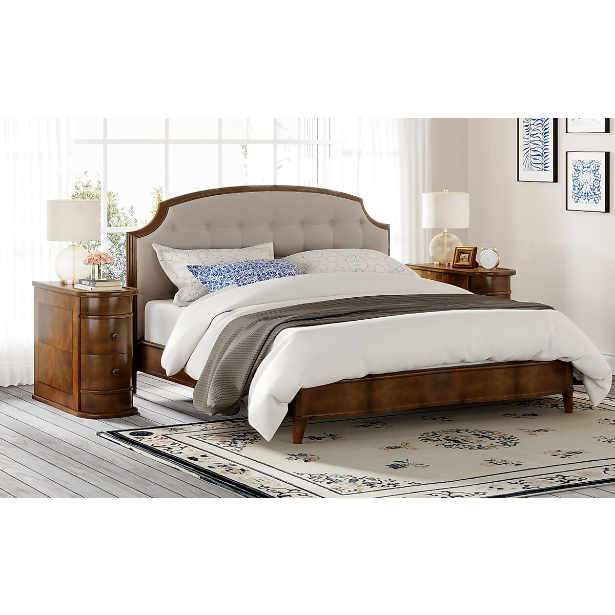 Wood End Table with 2 Drawers, No Assembly Required Narrow Sofa Side Table for Living Room, Vintage Slim Nightstand Bedside Table for Bedroom, Finished Back (2 Drawers, Brown, 1Pc)