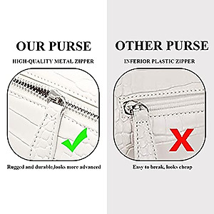 HROECHY Shoulder Bags for Women Small White Purse Y2K Handbag Crocodile Pattern Clutch 90s Purses