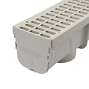 NDS 5 in. Pro Series Drain Kit, 5-1/2 in. X 39-3/8 in. Deep Profile Channel, End Caps/Outlet, Gray Plastic Grates