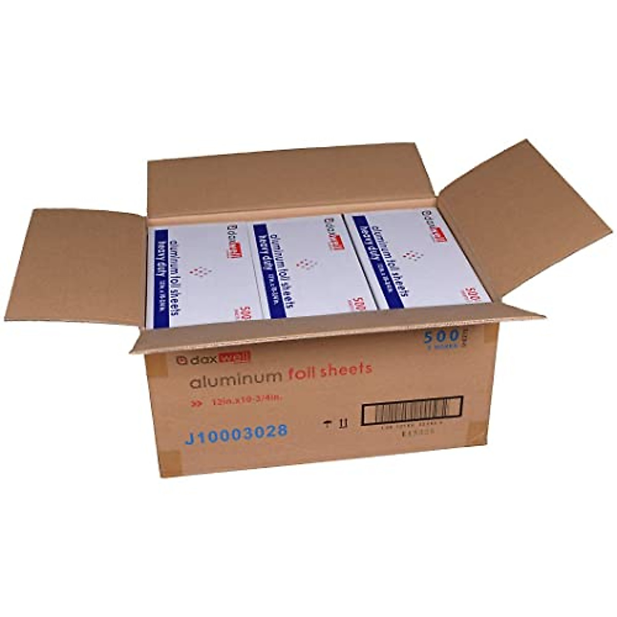 Daxwell Aluminum Heavy Duty Foil Interfolded Pop-Up Sheets, 12" x 10.75", J10003028 (3,000; 6 Boxes of 500)