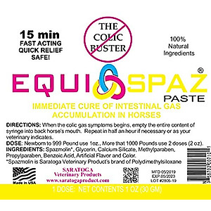 EQUI-SPAZ Horse Digestion Supplement to Prevent and relieves Gas Build-up (Relieves Colic in 15 Minutes) (1)