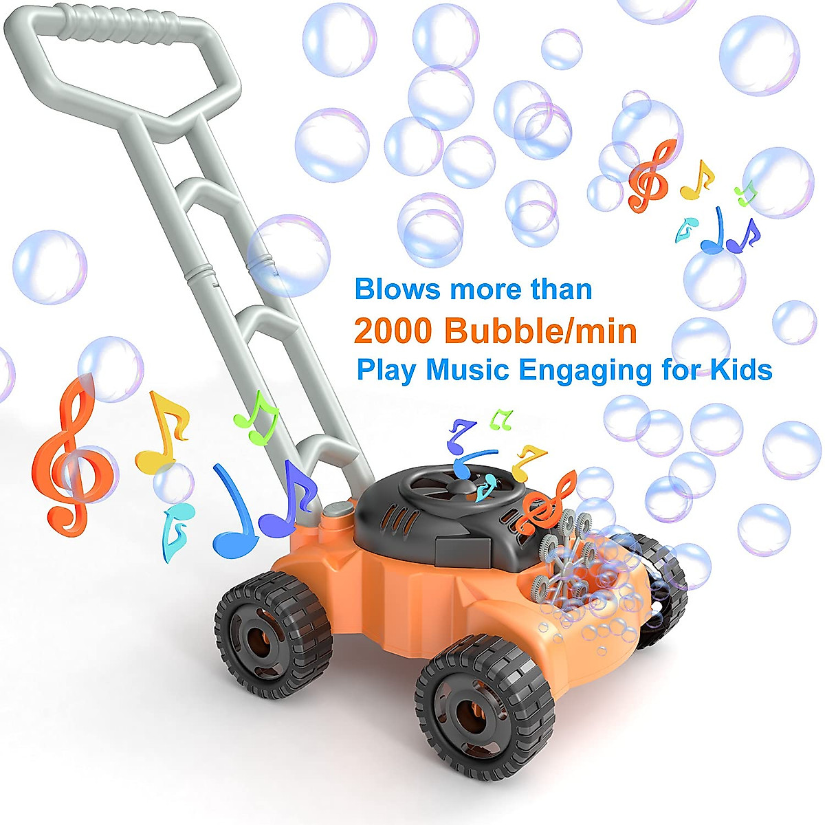 JUMELLA Lawn Mower Bubble Machine for Kids - Toddler Toys Automatic Bubble Mower with Music, Baby Activity Walker for Outdoor, Push Toys for Toddler, Christmas Birthday Gifts for Preschool Boys Girls