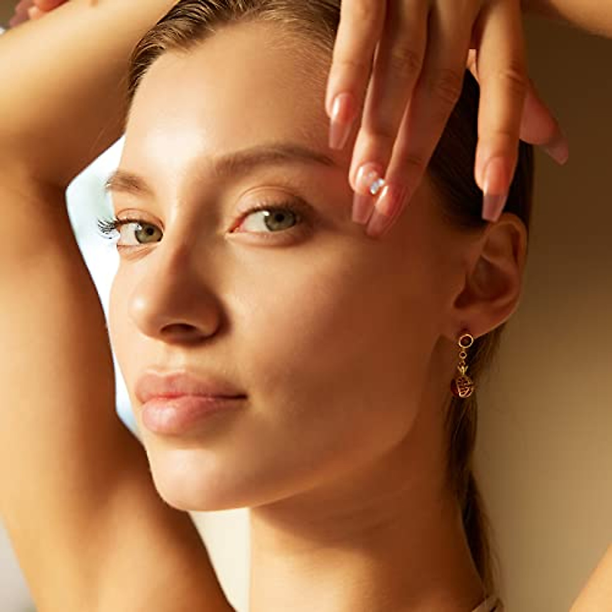 SISMIURRA Pomegranate Dangle Earrings 18K Gold Plated with Red AAAAA Sparkling Cubic Zirconia Fruit Drop Earrings Birthday Gift for Women